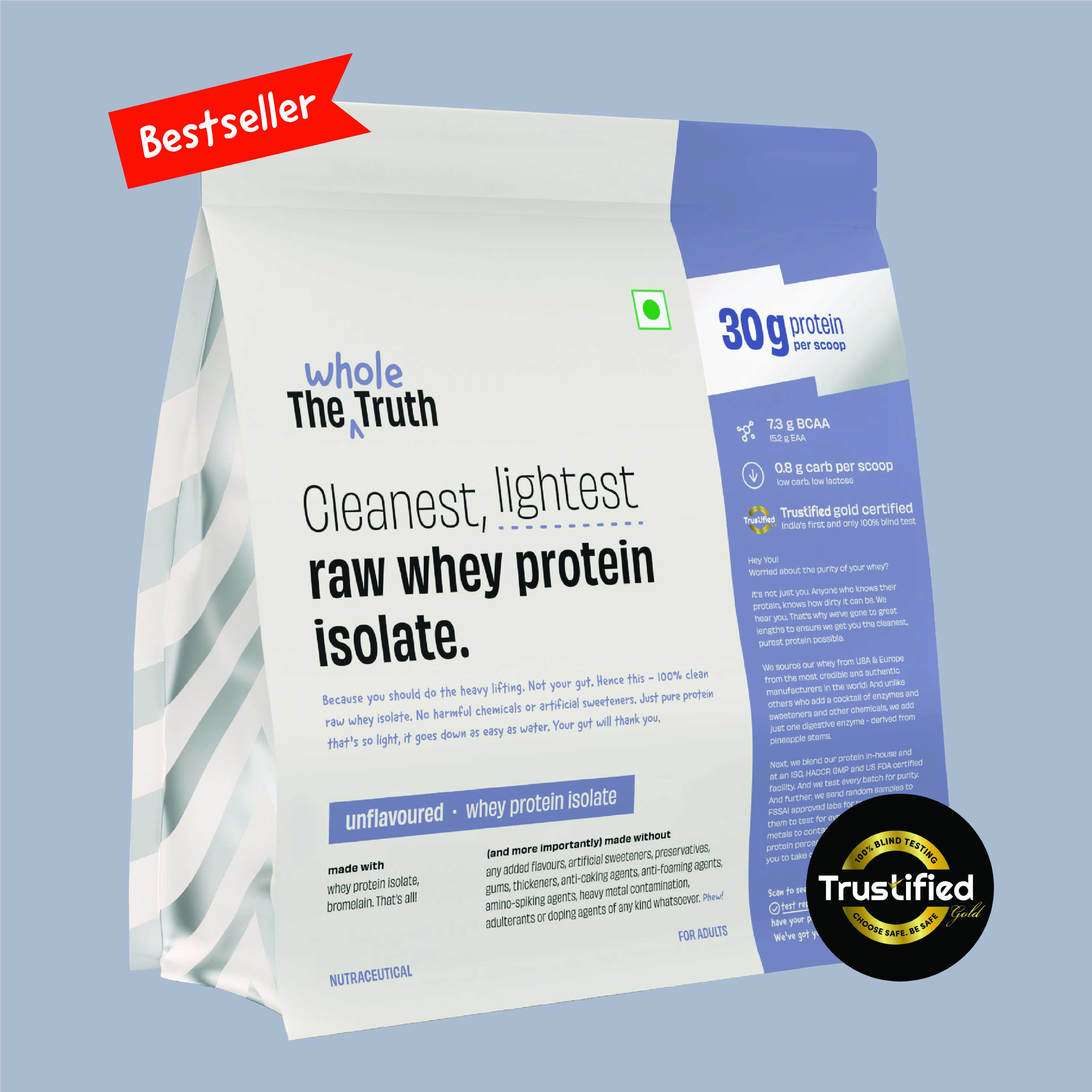 Unflavoured 30 g Pure Whey Protein Isolate - The Whole Truth Foods