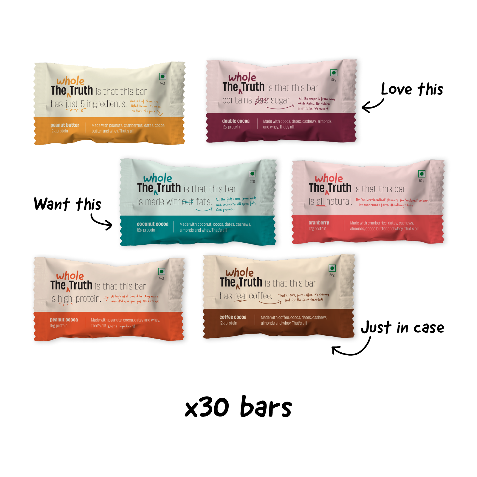 Personalised Box - Pack of 30 Protein Bars - The Whole Truth Foods